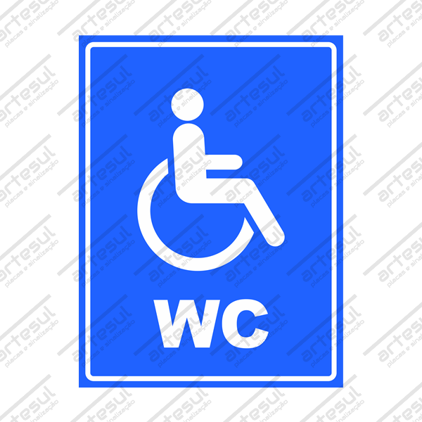 PLACA DE SINALIZAÇÃO - CADEIRANTE/DEFICIENTE - WC - AZUL - PS/Plástico ...